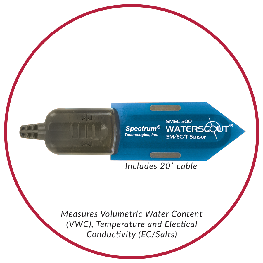 WaterScout SMEC300 Soil Moisture/EC/Temp Sensor (20')